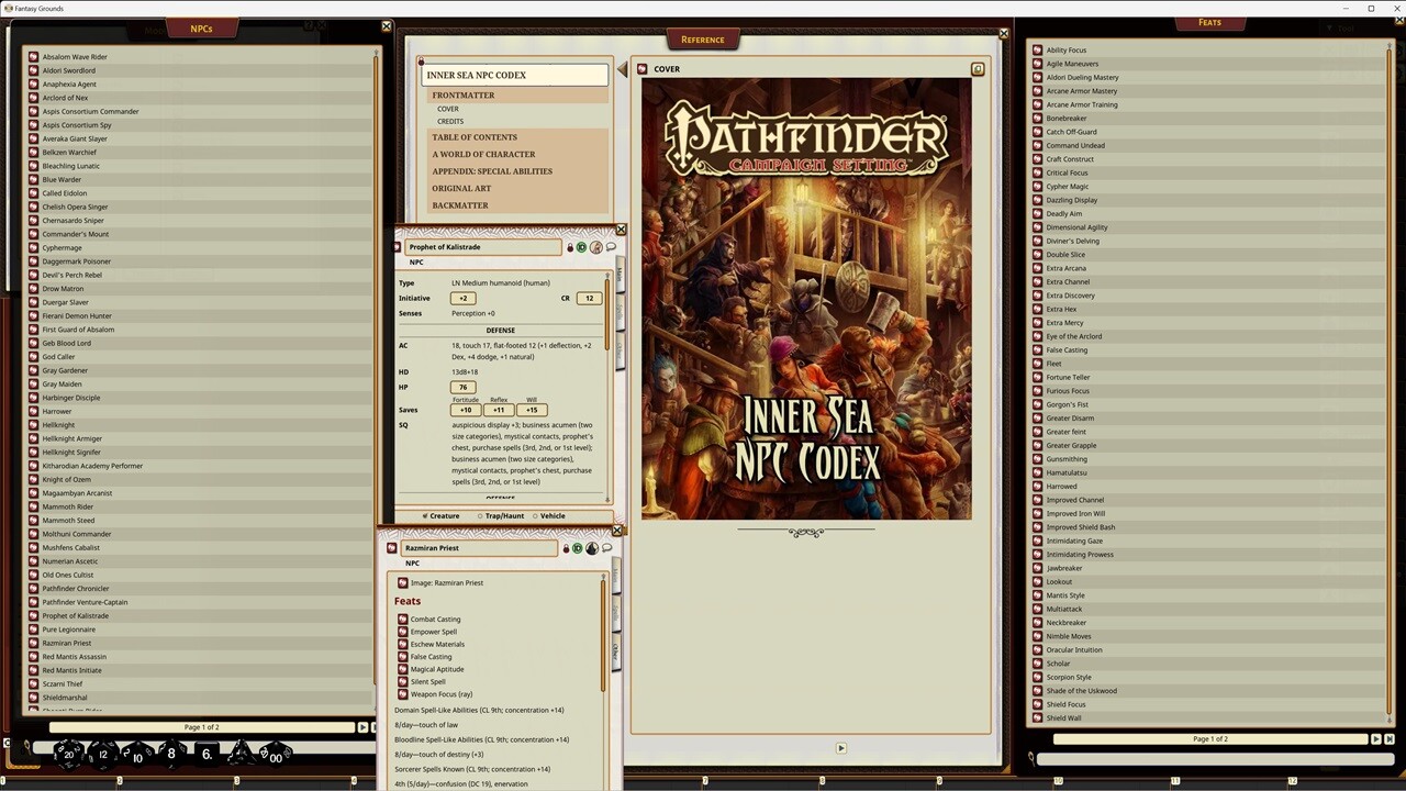 Fantasy Grounds Pathfinder Rpg Campaign Setting Inner Sea Npc