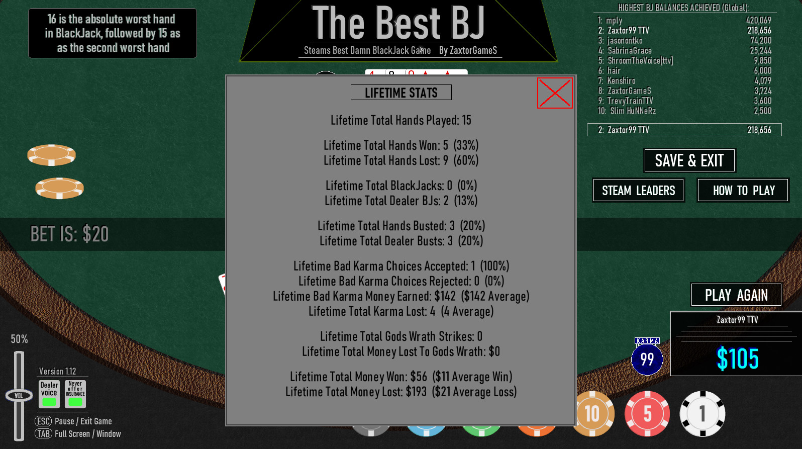 The Best BJ on Steam