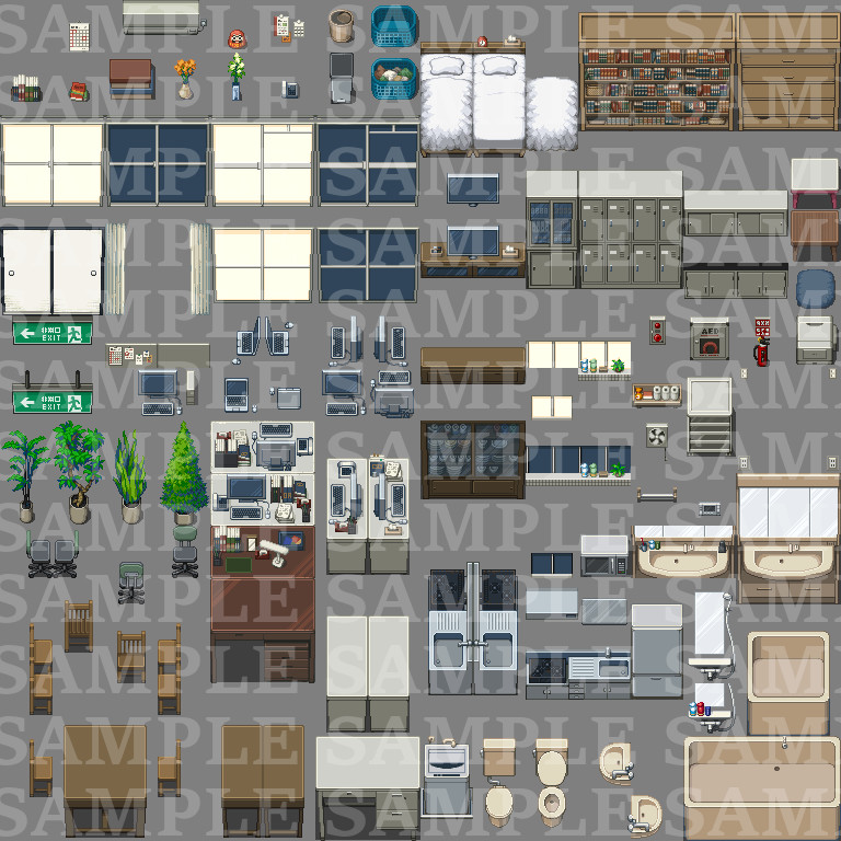 Steam：rpgツクールmv どらぴかドットマップ素材【現代街内装編】