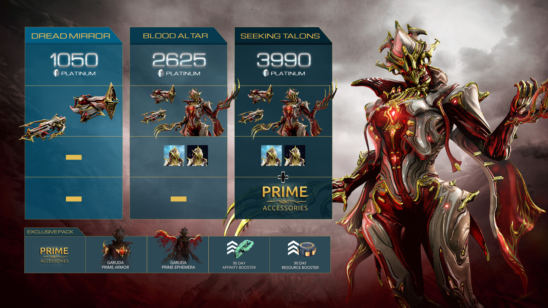 Warframe Garuda Prime Access Accessories Pack No Steam