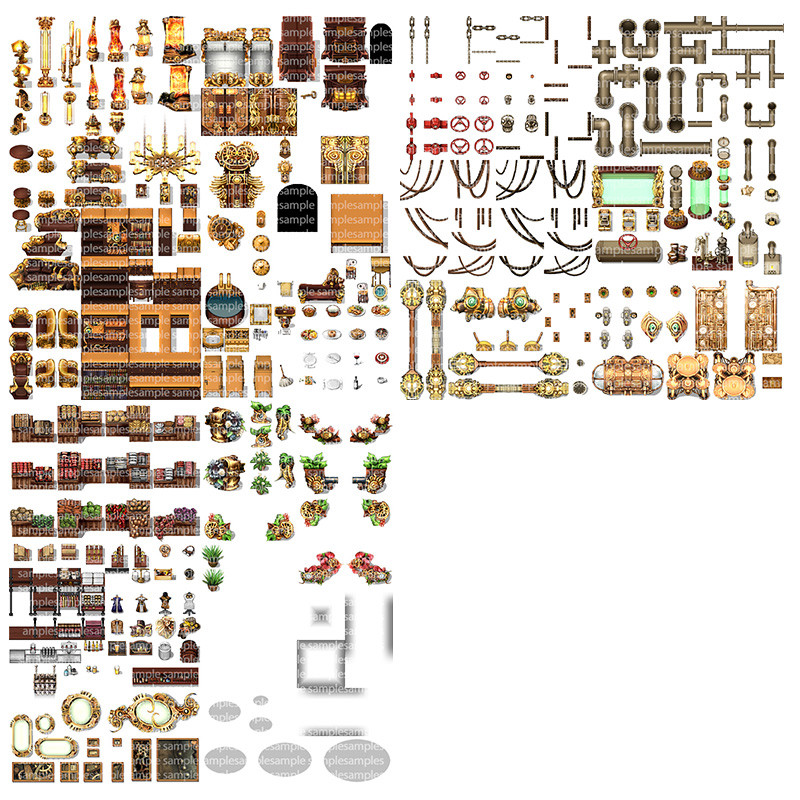 Rpg Maker Mv Kr Steampunk Interior Tileset · 스팀