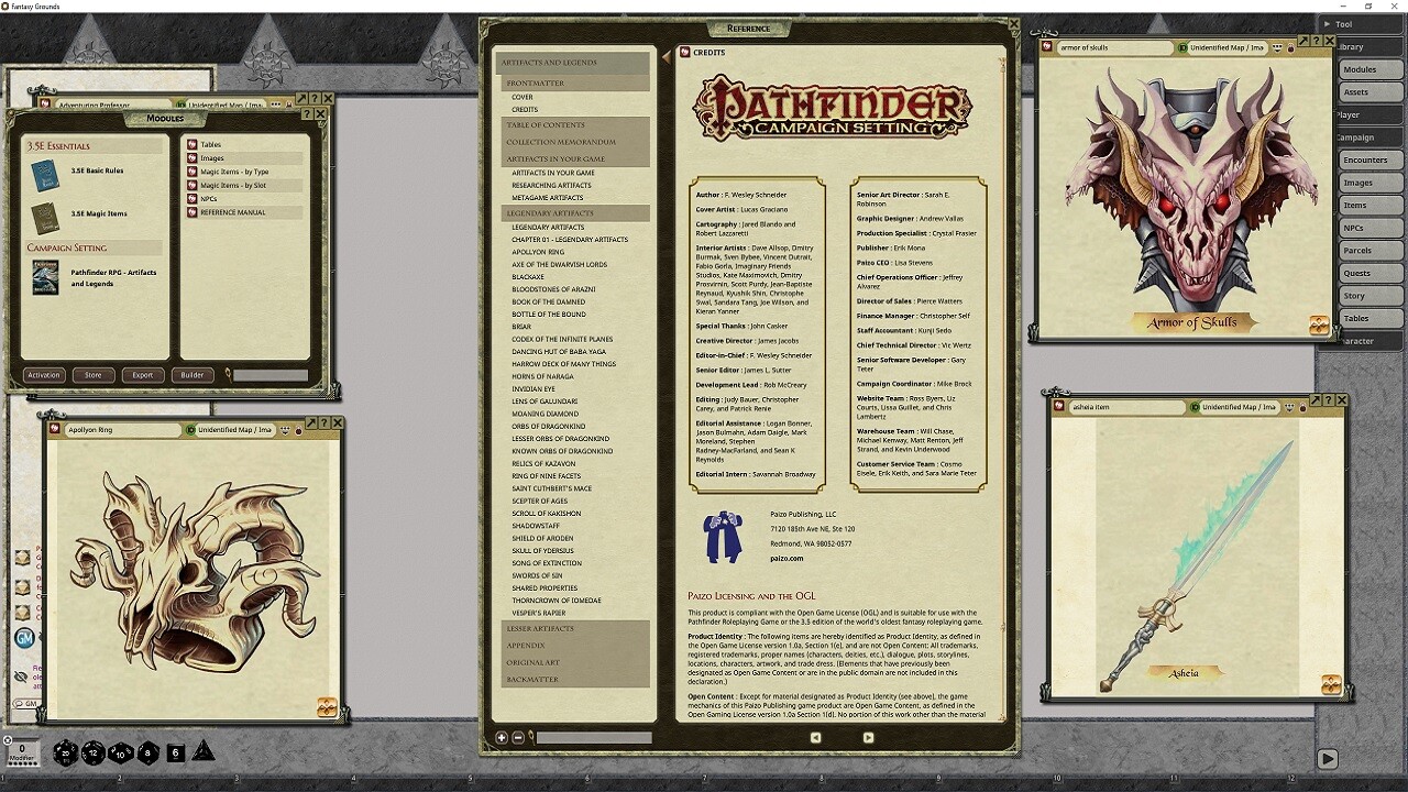 Fantasy Grounds Pathfinder Rpg Campaign Setting Artifacts