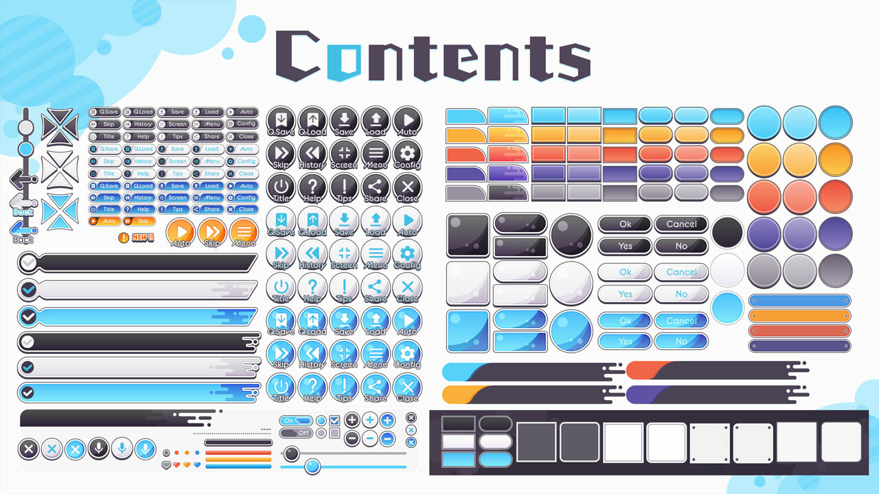 Tyrano Builder - Visual Novel GUI Pack #3 Color-Blue [kopanda UI ...