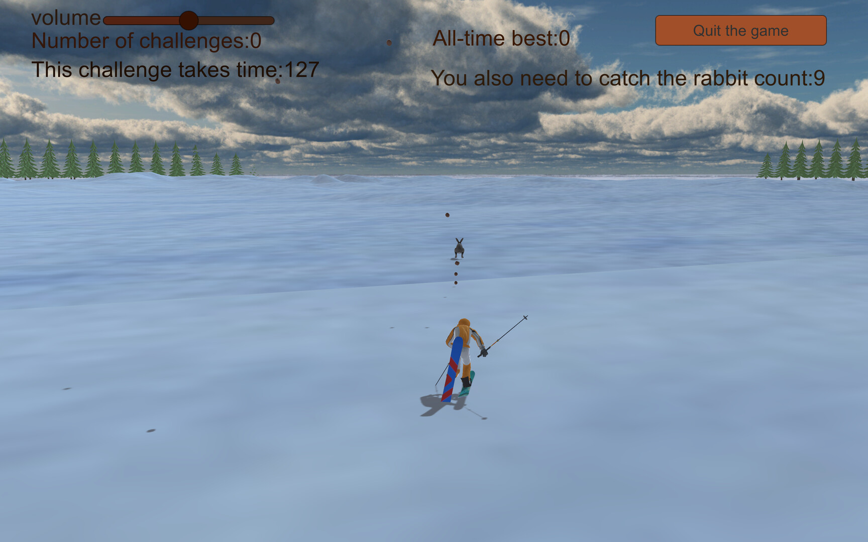 Chasing rabbits in snow on Steam
