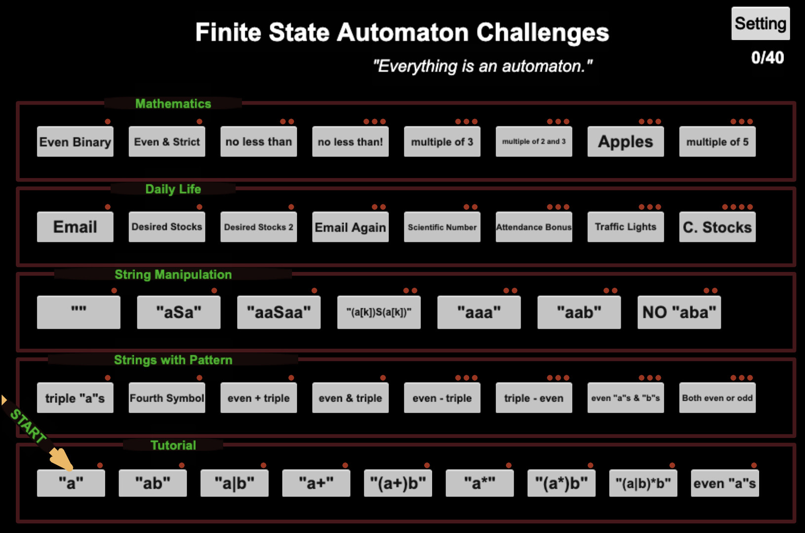 Finite State Automaton Challenges On Steam