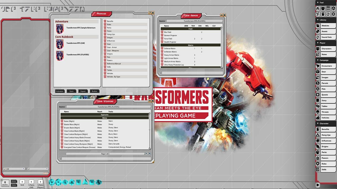 Fantasy Grounds Transformers Roleplaying Game Core Rules And Ruleset