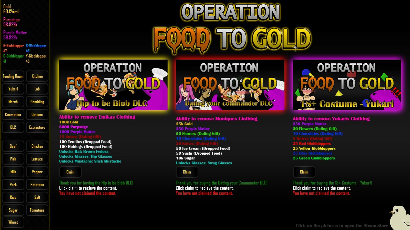 Operation Food to Gold on Steam