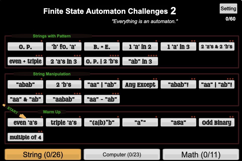 Finite State Automaton Challenges 2 on Steam