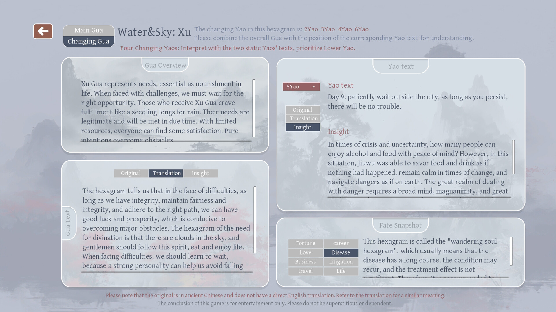 Guidelines for the Book of Changes on Steam